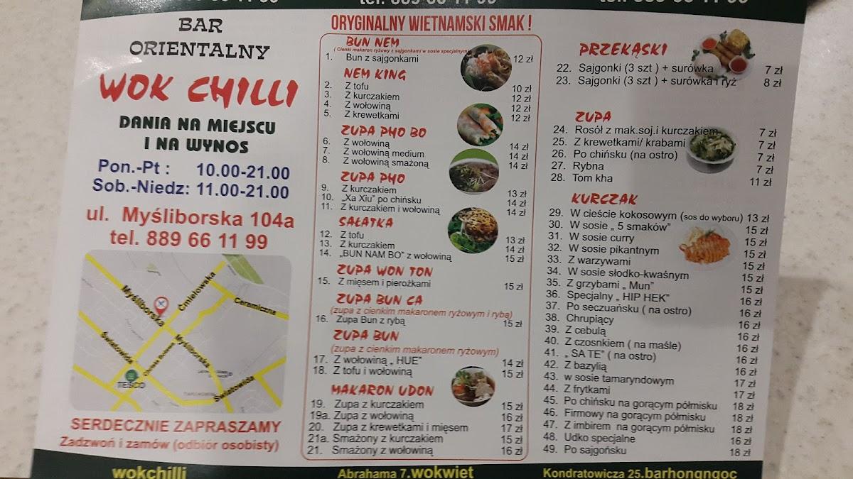 Menu at Bar Wok Chilli, Warsaw