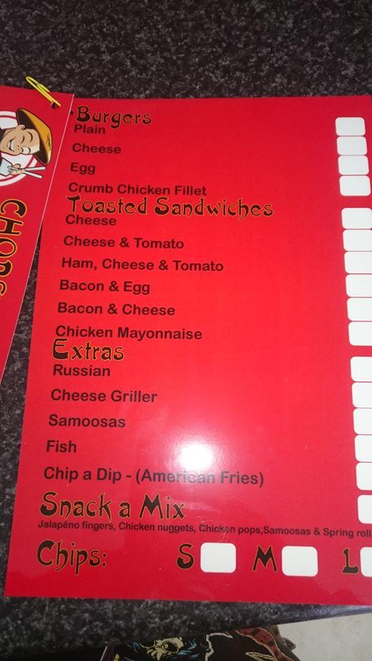 Menu at Chopsticks Chinese Food & Take Aways restaurant, Mossel Bay