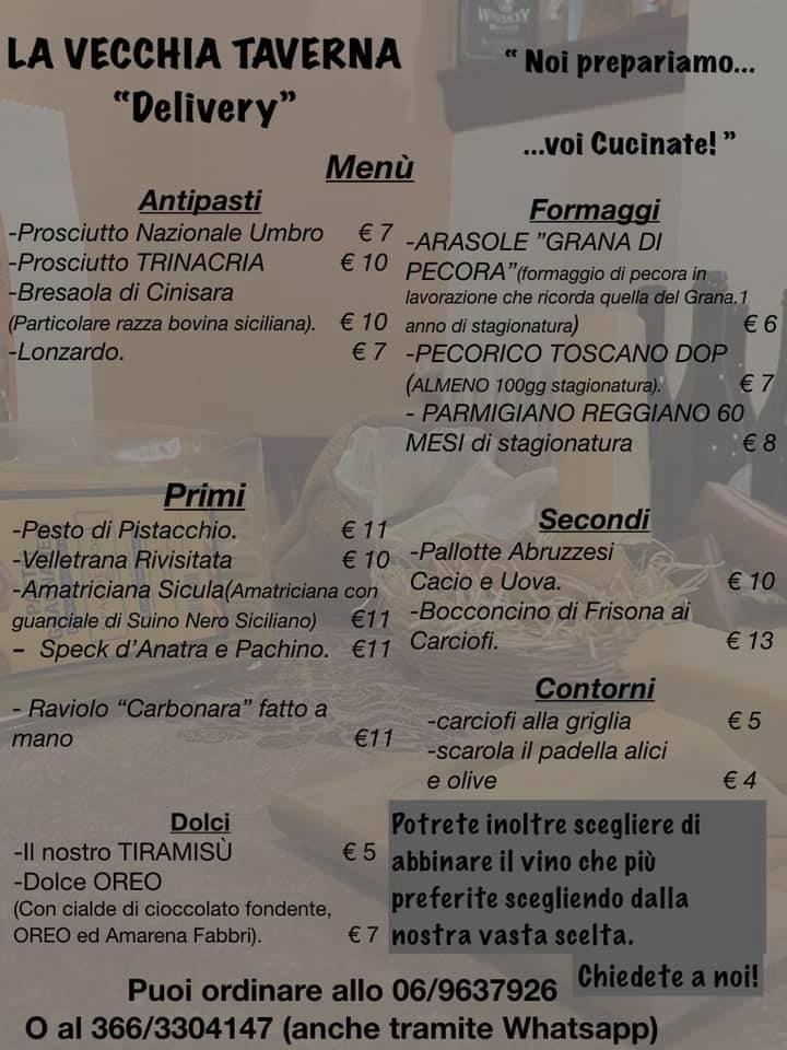 Menu da La Vecchia Taverna ristorante, Velletri