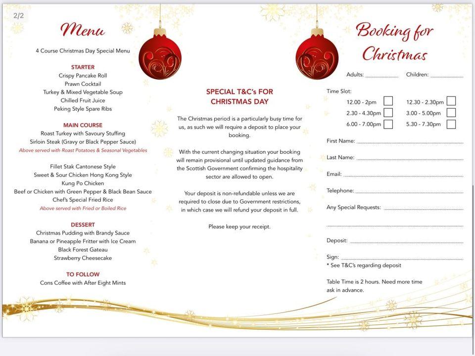 Menu at Mandarin Restaurant, Motherwell