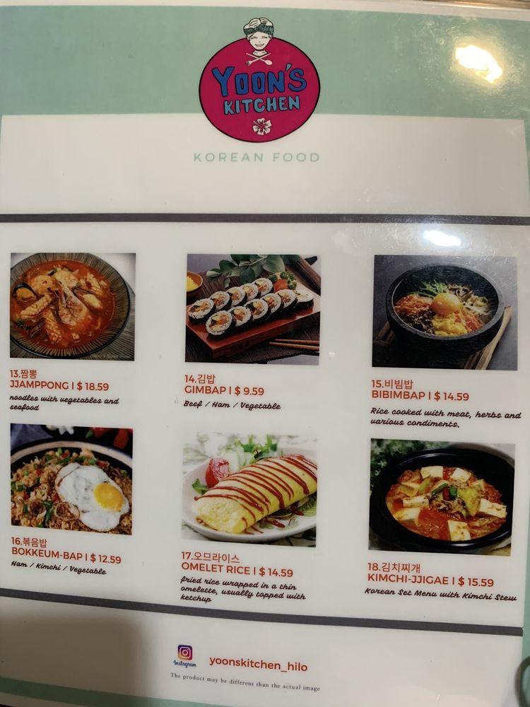 Carta del restaurante Yoon's Kitchen Korean Food & Chicken, Hilo