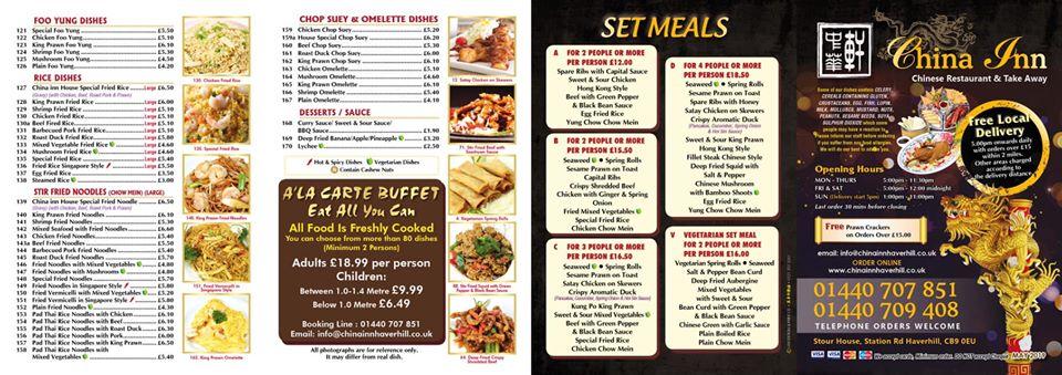 Menu at China Inn Chinese Restaurant & Takeaway, Haverhill, Stour House