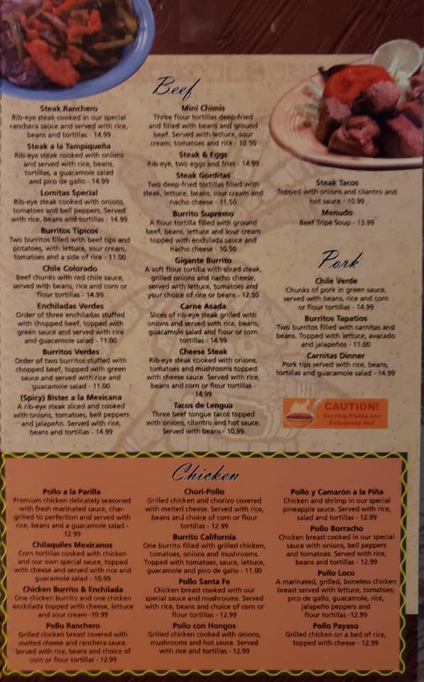 Menu at Lomita's Mexican Restaurant, Fort Dodge