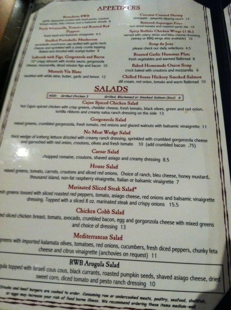 Menu at Red White and Brew pizzeria, Mesa