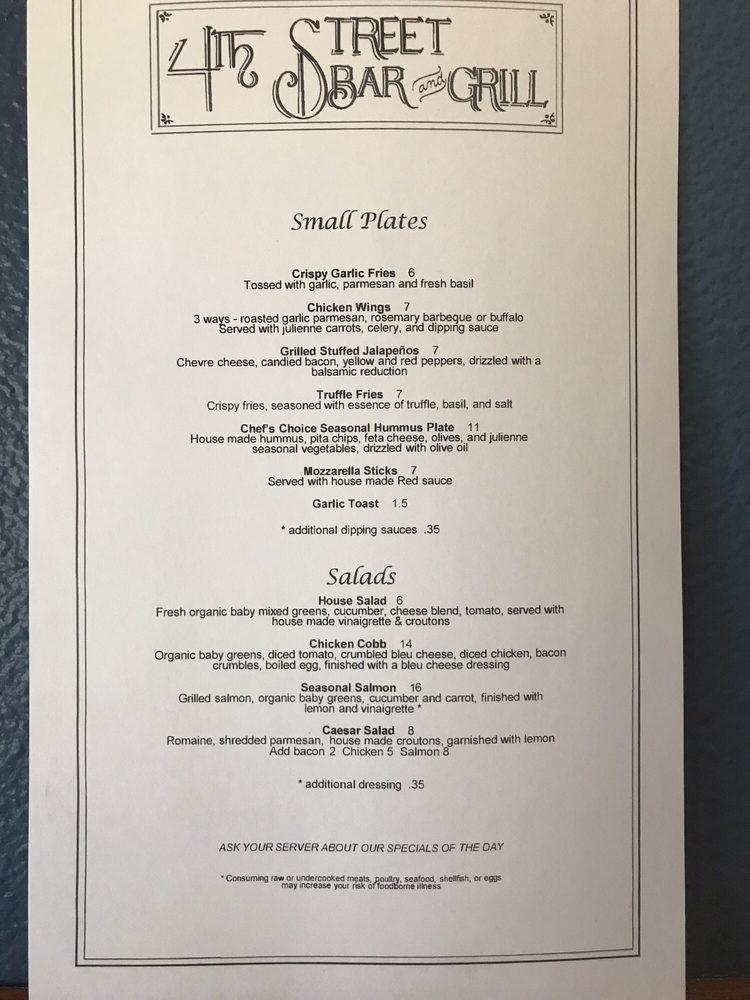 Menu at 4th Street Bar and Grill, La Center, 107 E 4th St