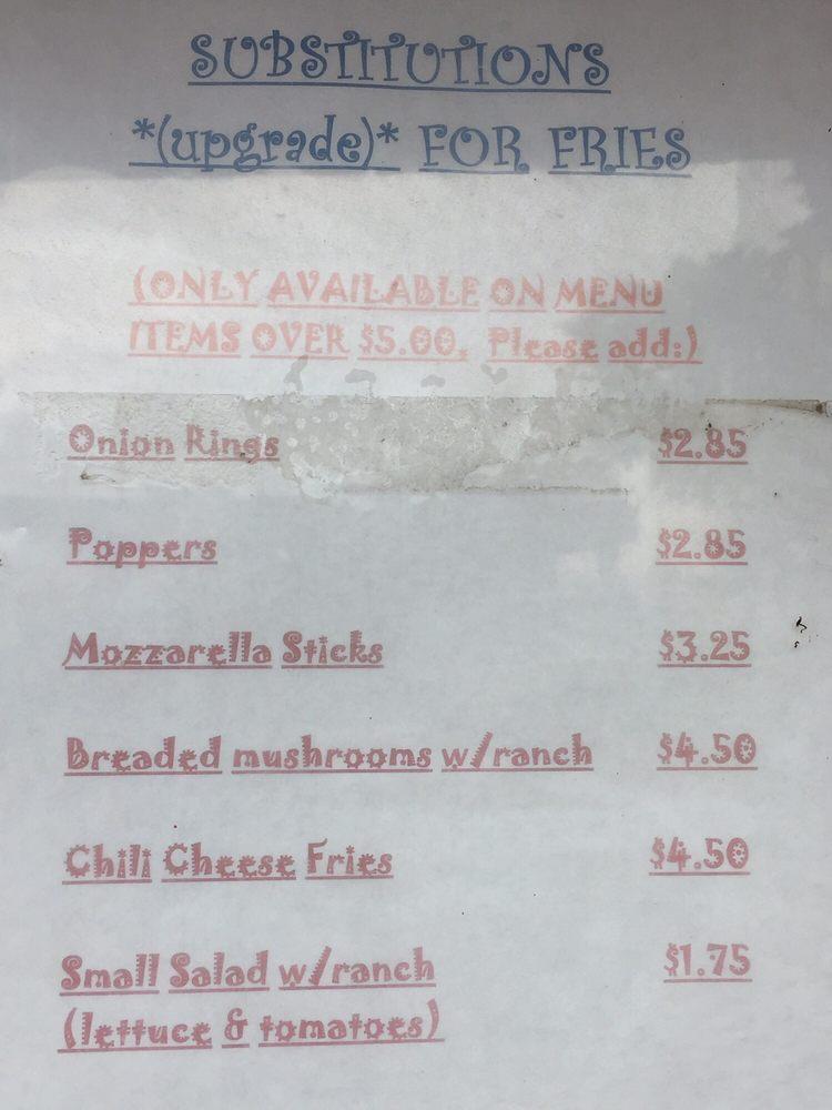 Menu at Burger Bus restaurant, Kenai