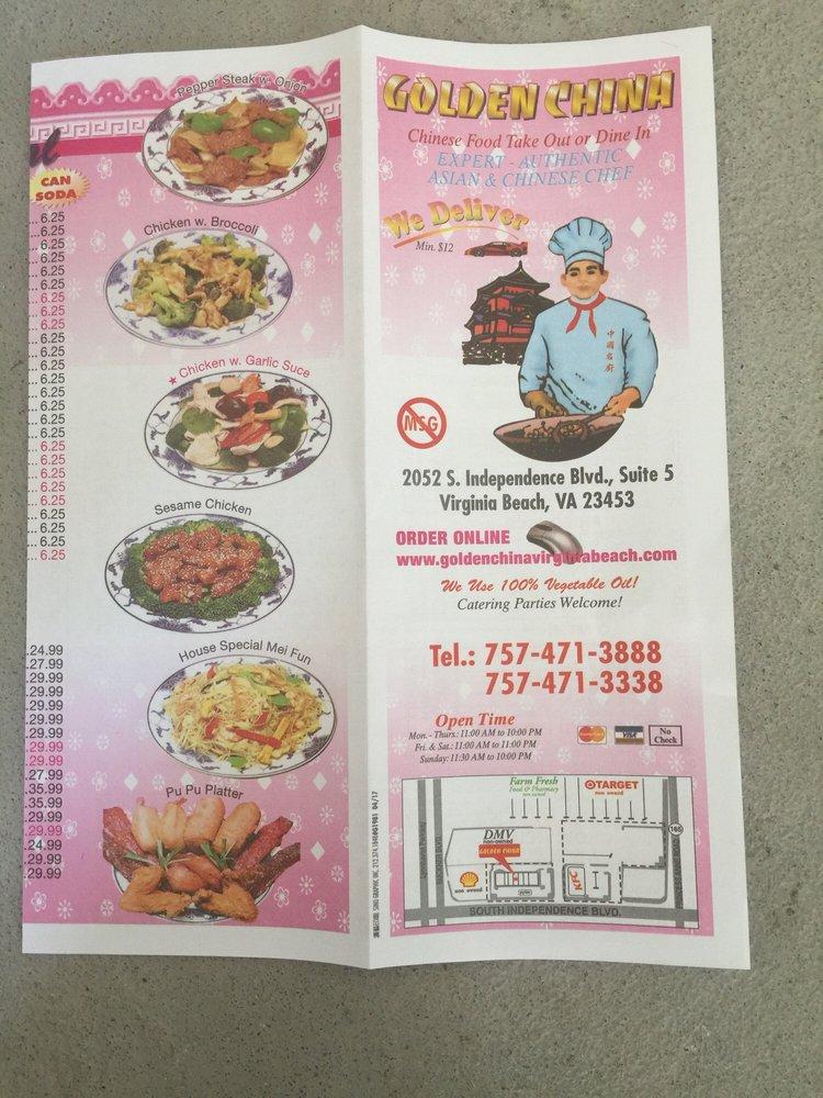 Menu at Golden China Restaurant, Virginia Beach, S Independence Blvd STE 5