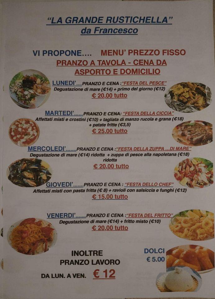 Carta del restaurante La Grande Rustichella da Francesco, San Giuliano ...