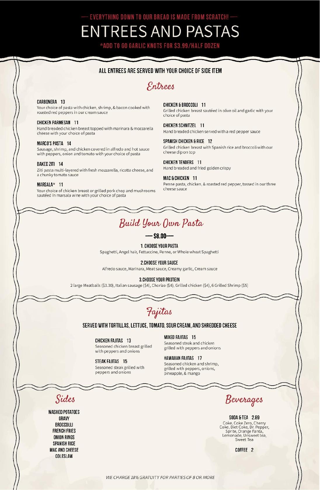 Menu at Don Marco’s Mexican Kitchen restaurant, Dandridge