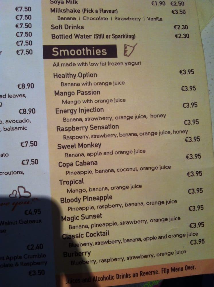 Menu at Lemon Jelly Cafe, Dublin