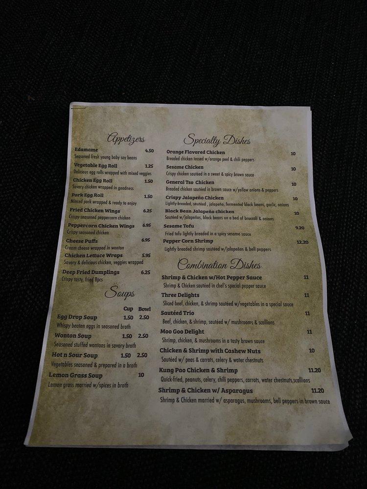 Menu at Little Beijing Restaurant, Elgin