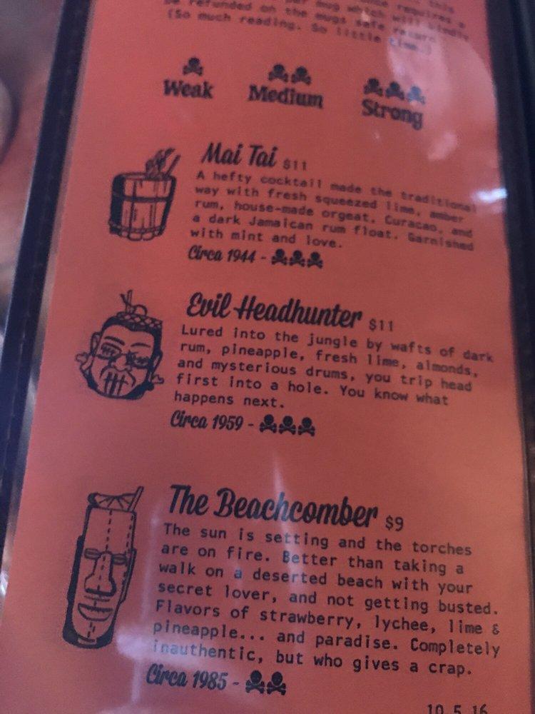 Menu at Psycho Suzi's Motor Lounge pub & bar, Minneapolis, Marshall St NE