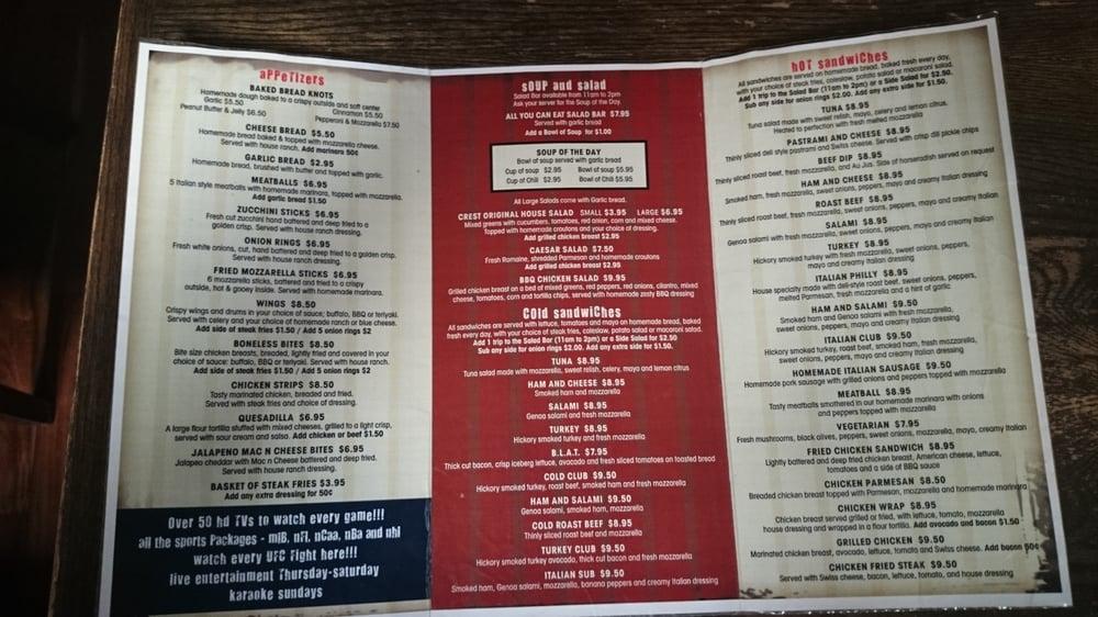 Menu at The Crest Sports Bar & Grill, Torrance