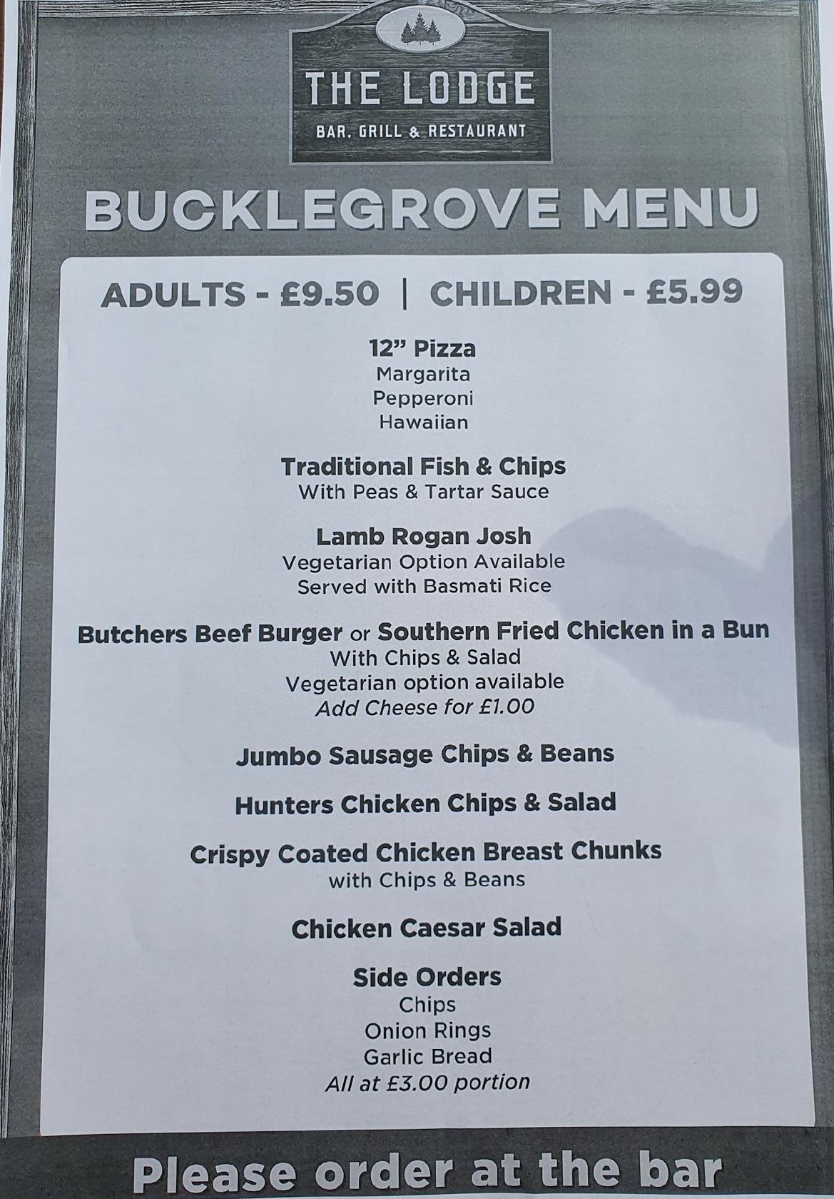Menu at The Lodge Bar, Grill & Restaurant, Cheddar
