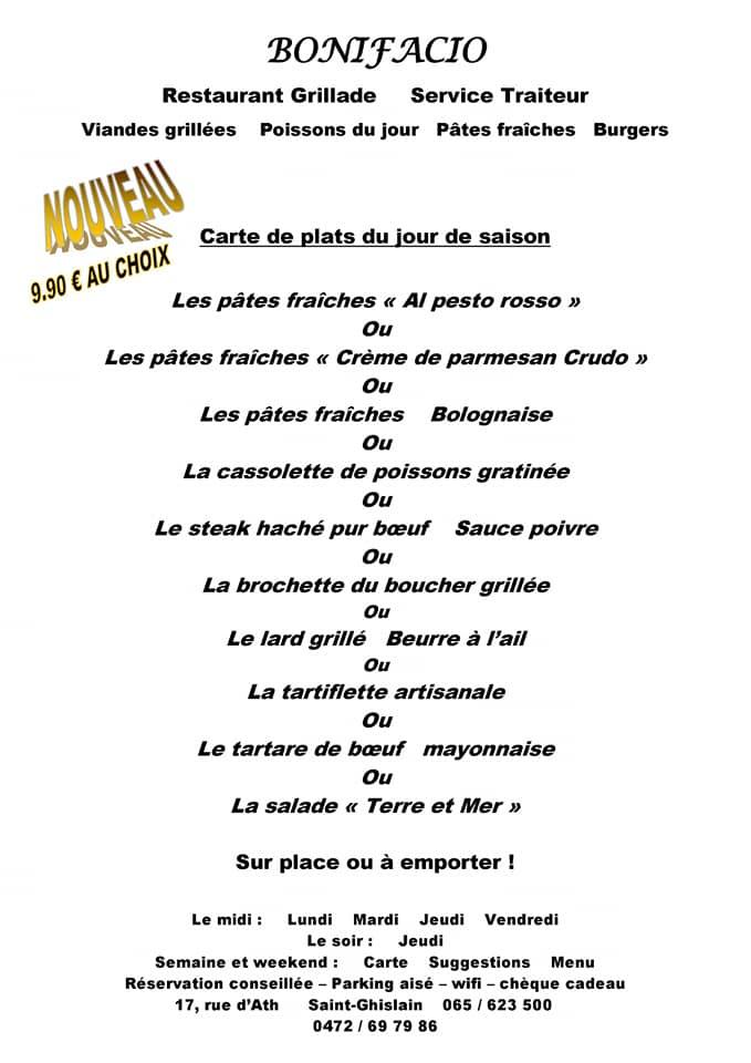 Menu au Bonifacio, Saint-Ghislain, Rue d'Ath 17