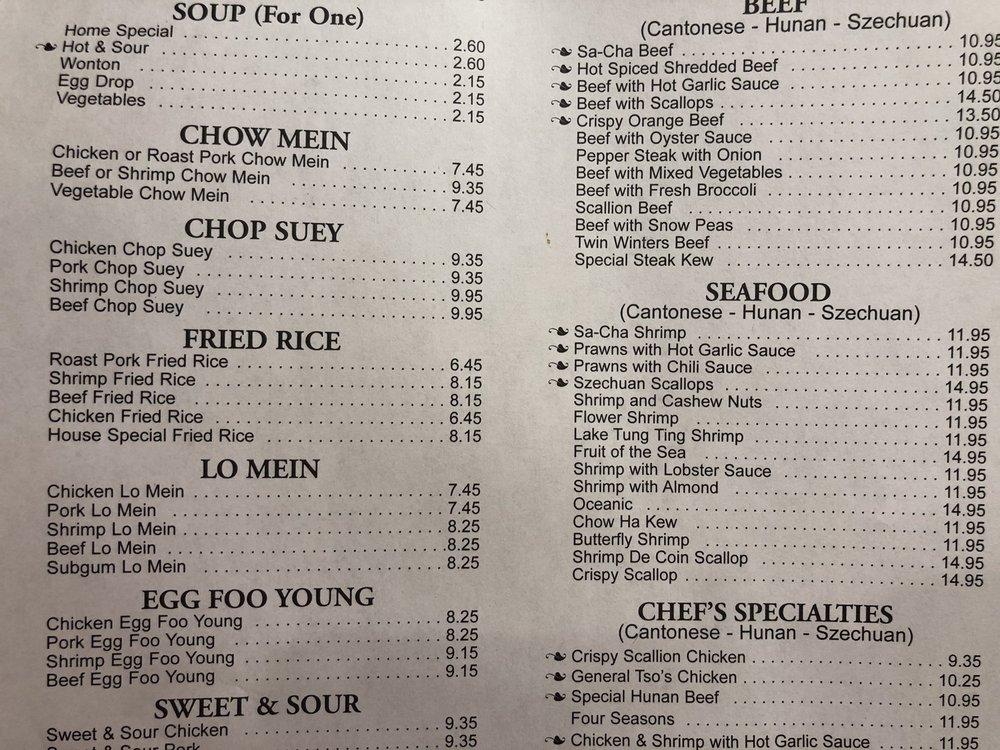 Menu at Lotus restaurant, Mooresville