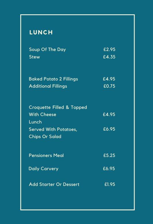 Menu at Jarrah cafe, Newtownards