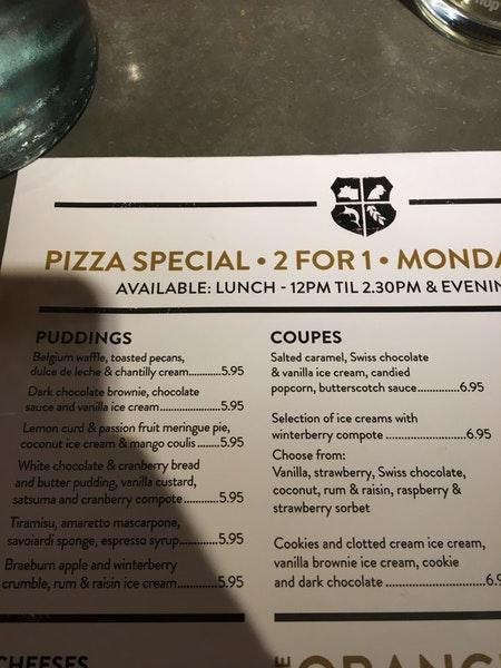 Menu at The Orange Tree pub & bar, Solihull, Warwick Rd