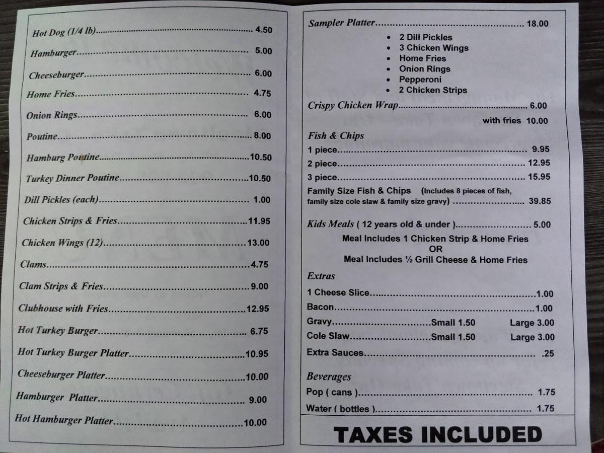 Menu at Steeltown Take-Out restaurant, Trenton