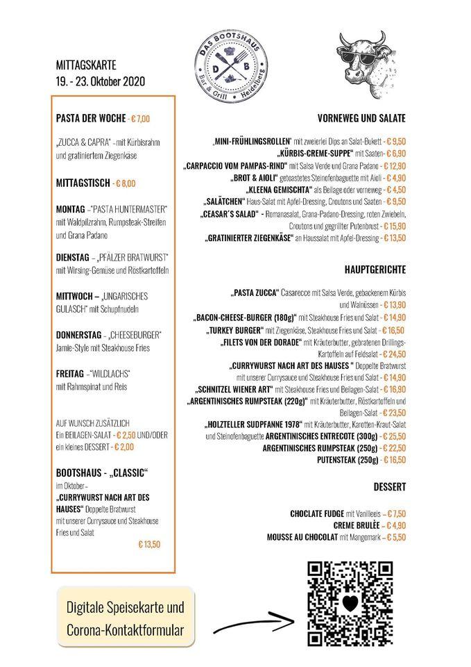 Menu at Das Bootshaus - Restaurant Heidelberg, Heidelberg