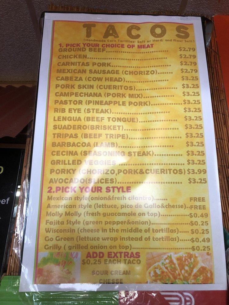 Menu at Don Taco Mexican Restaurant, Tarpon Springs