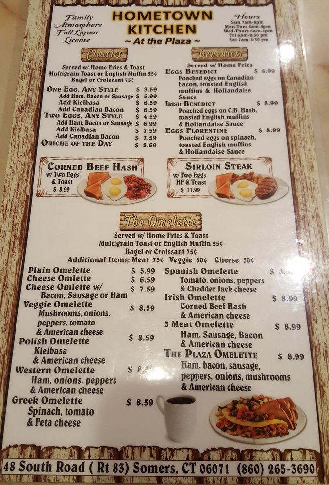 Menu at Hometown Kitchen restaurant, Somers