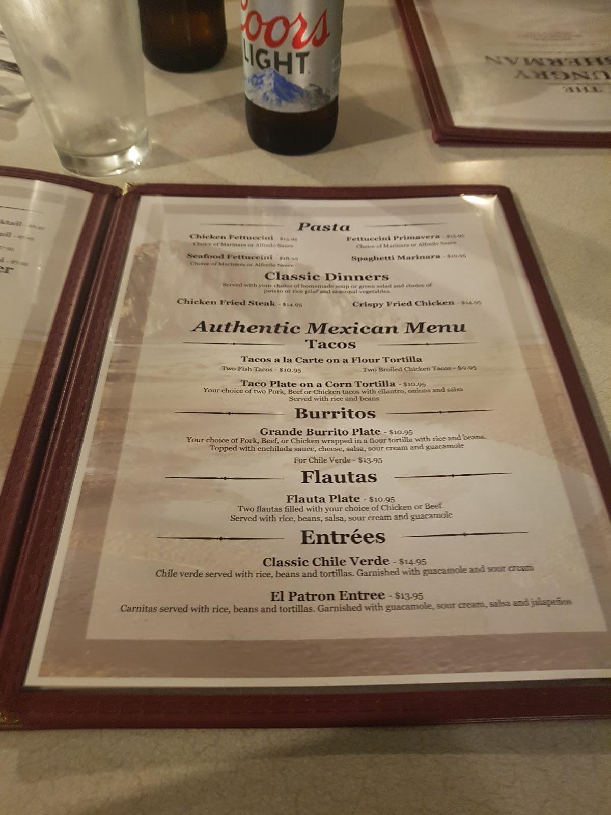 Menu at Hungry Fisherman restaurant, Morro Bay