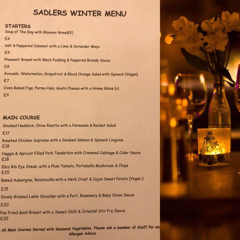 Menu at Sadler's Cafe & Bistro, Stokesley