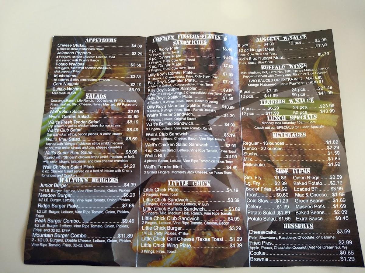 Menu at Walton's Chicken restaurant, Tuscaloosa, 915 Patriot Pw