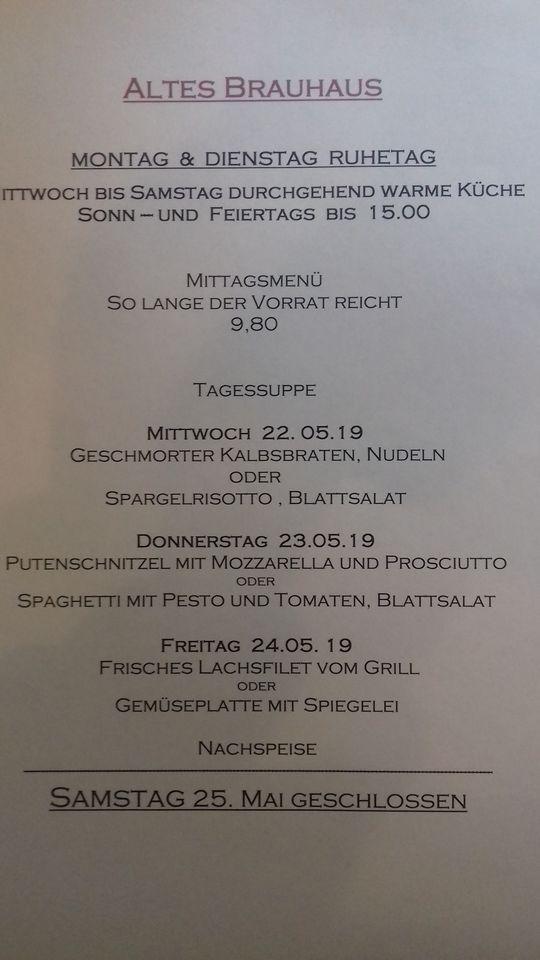 Menu at Altes Brauhaus restaurant, Völkermarkt