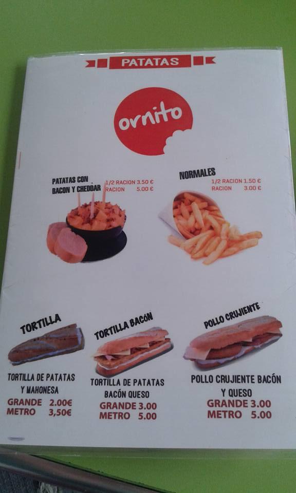 Menu at Cafetería Mari, Fuente Palmera