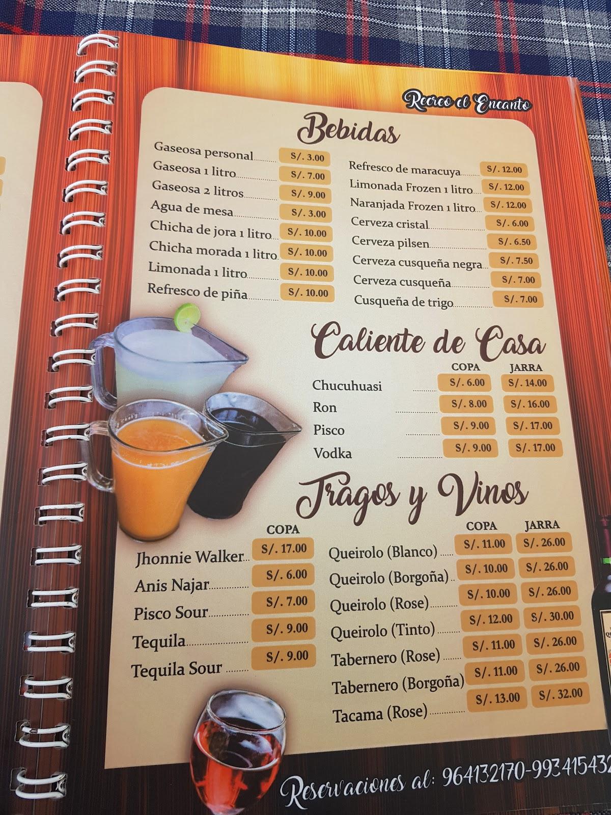 Menu at El Encanto II restaurant, Quichuay