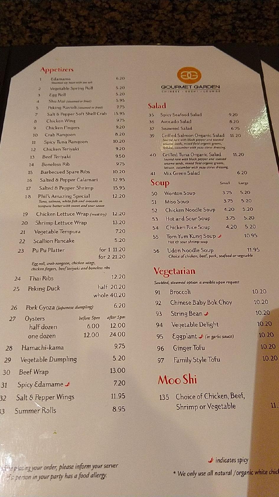 Menu at Gourmet Garden Danvers restaurant, Danvers