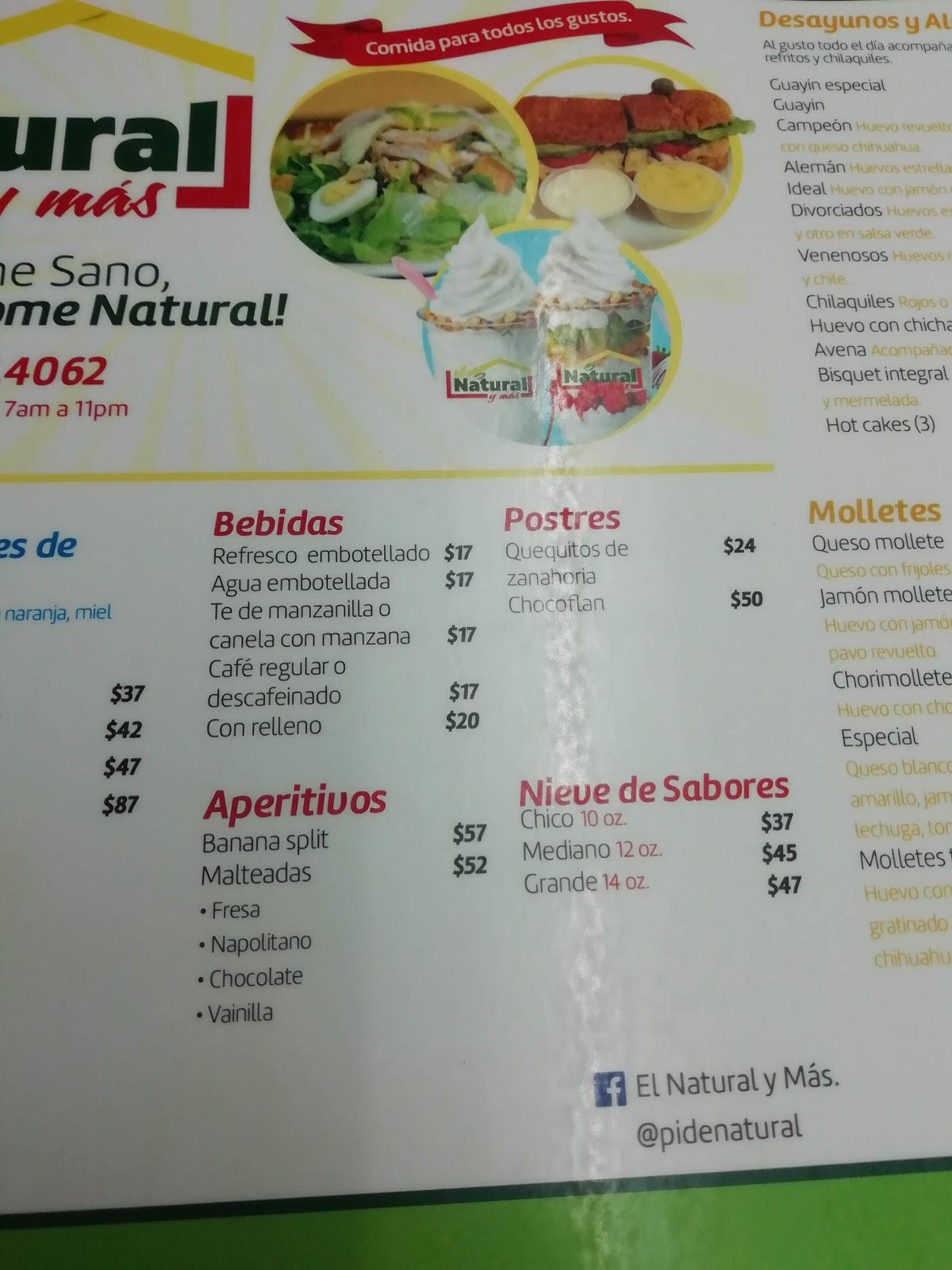 Carta del restaurante Natural y Más Suc. Av. Pedro Cárdenas, Matamoros ...