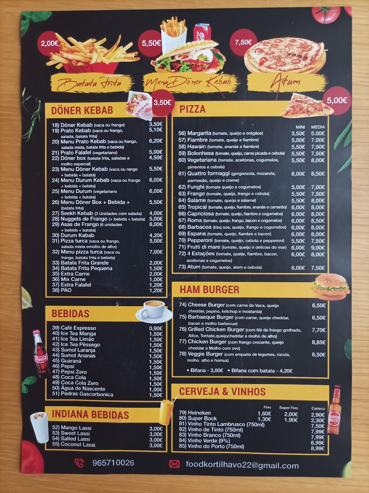 Menu at Food Kor't ílhavo restaurant, Ilhavo