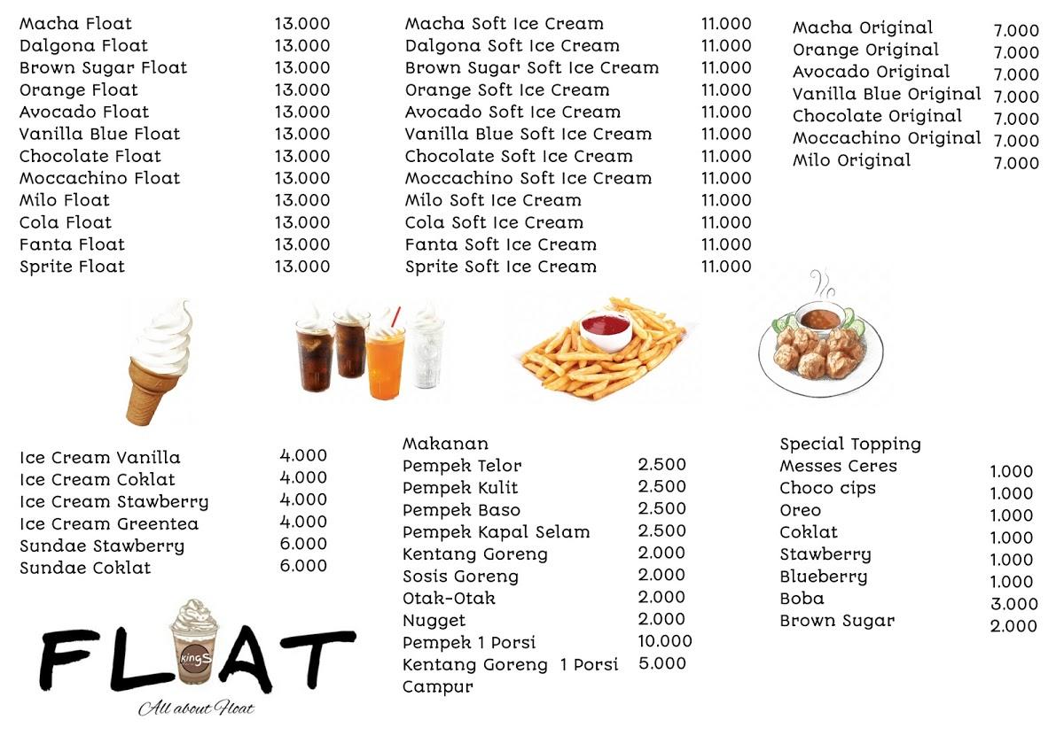 Menu at KingS Float "All About Float" pub & bar, Bandung