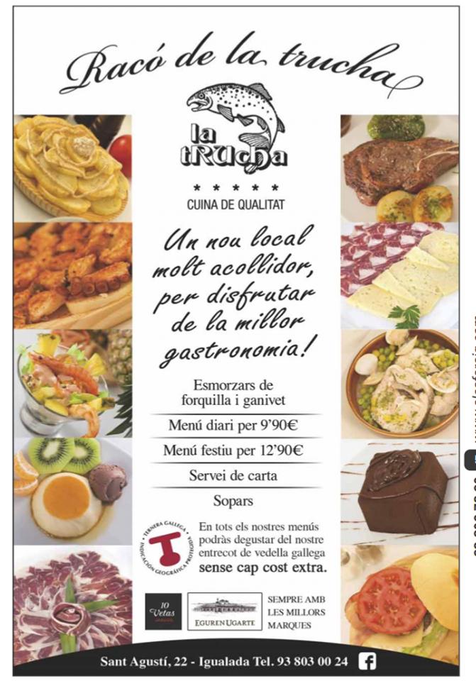 Menu at El Raco De La Trucha restaurant, Igualada
