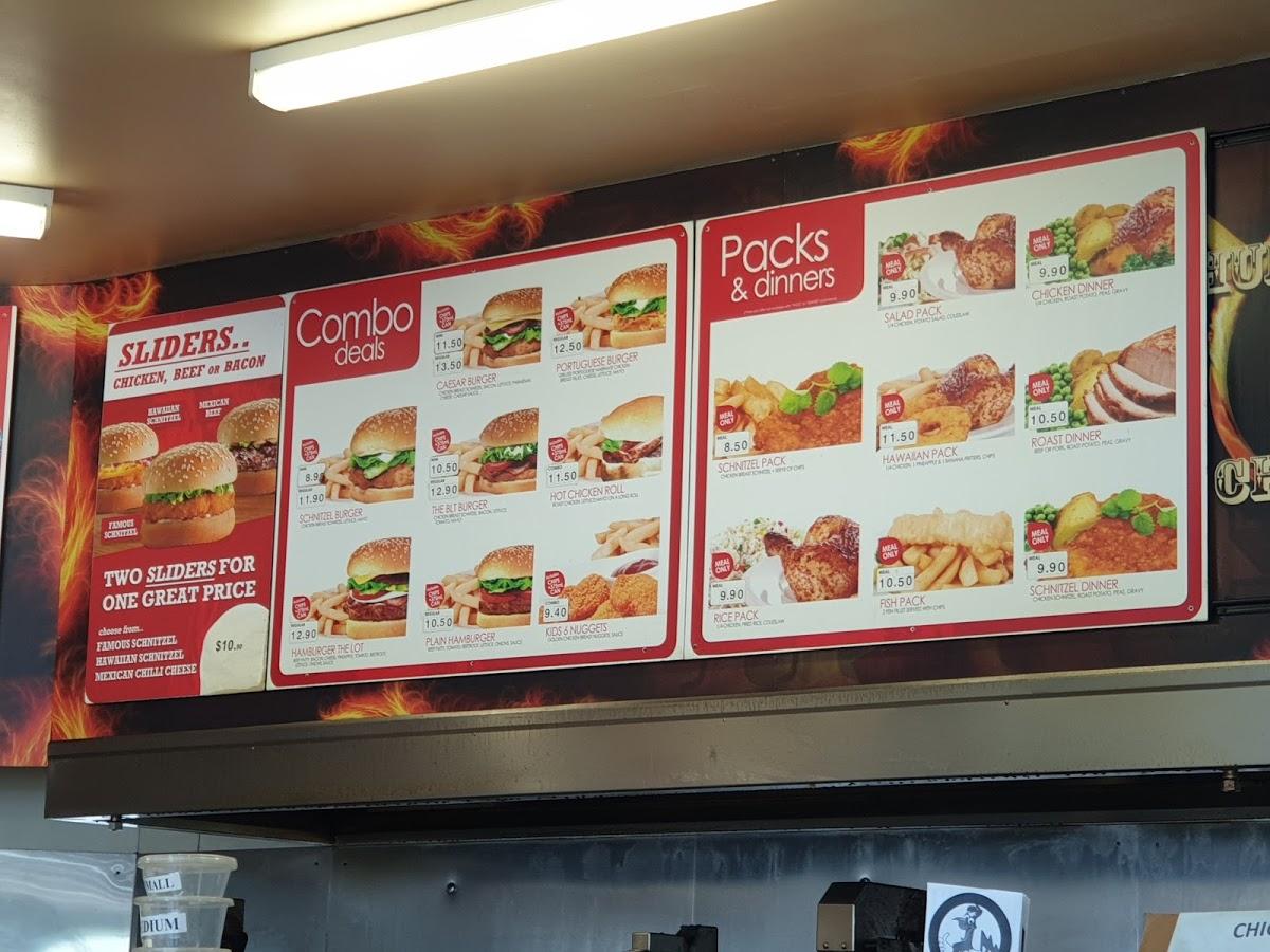 Menu at Thunderbird Chickens restaurant, Dapto