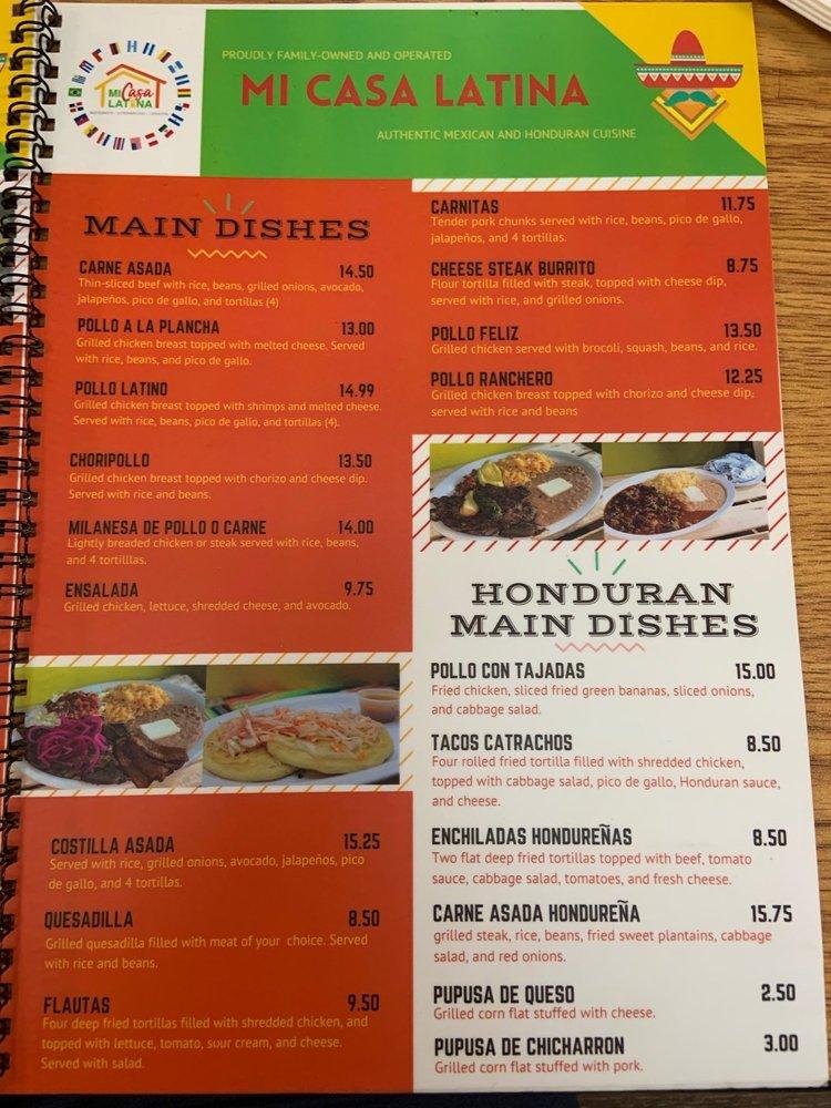 Menu at Casa Maria restaurant, Elgin