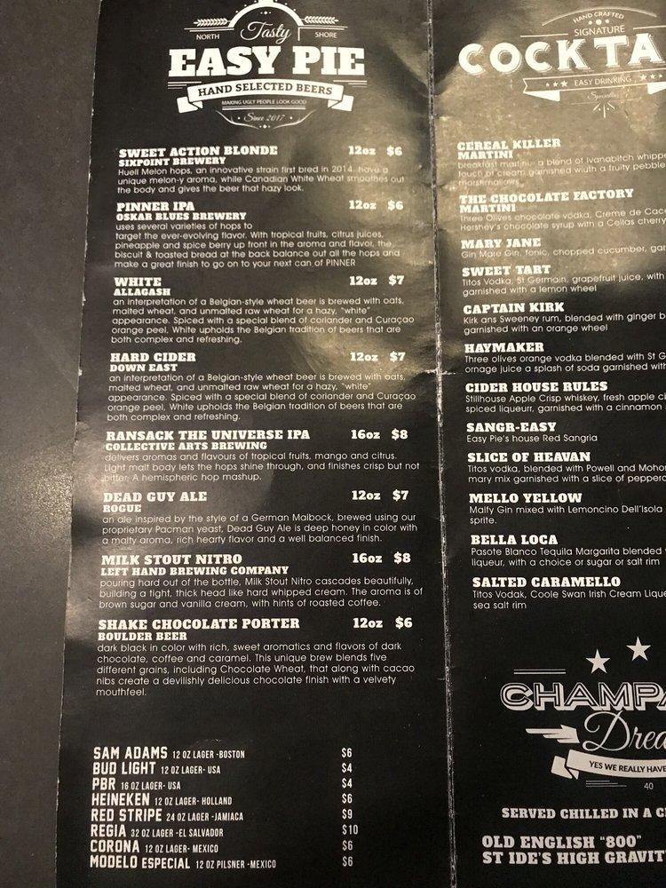 Menu at Easy Pie Revere pub & bar, Revere