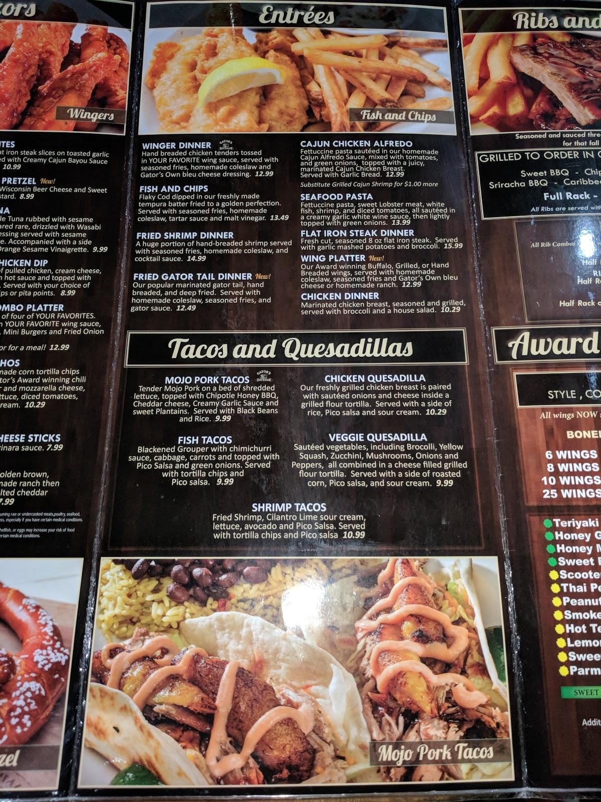 Menu at Gators Dockside Gainesville pub & bar, Gainesville