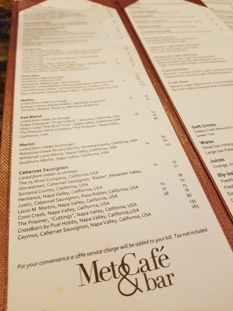 Menu at Met Cafe & Bar, Miami
