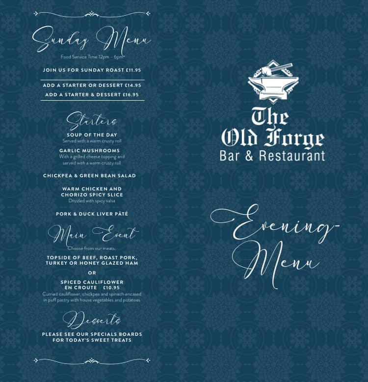 Menu at The Old Forge cafe, Bridlington