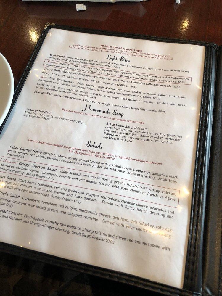 Menu at Ethos Vegan Kitchen restaurant, Winter Park, 601-B S New York Ave