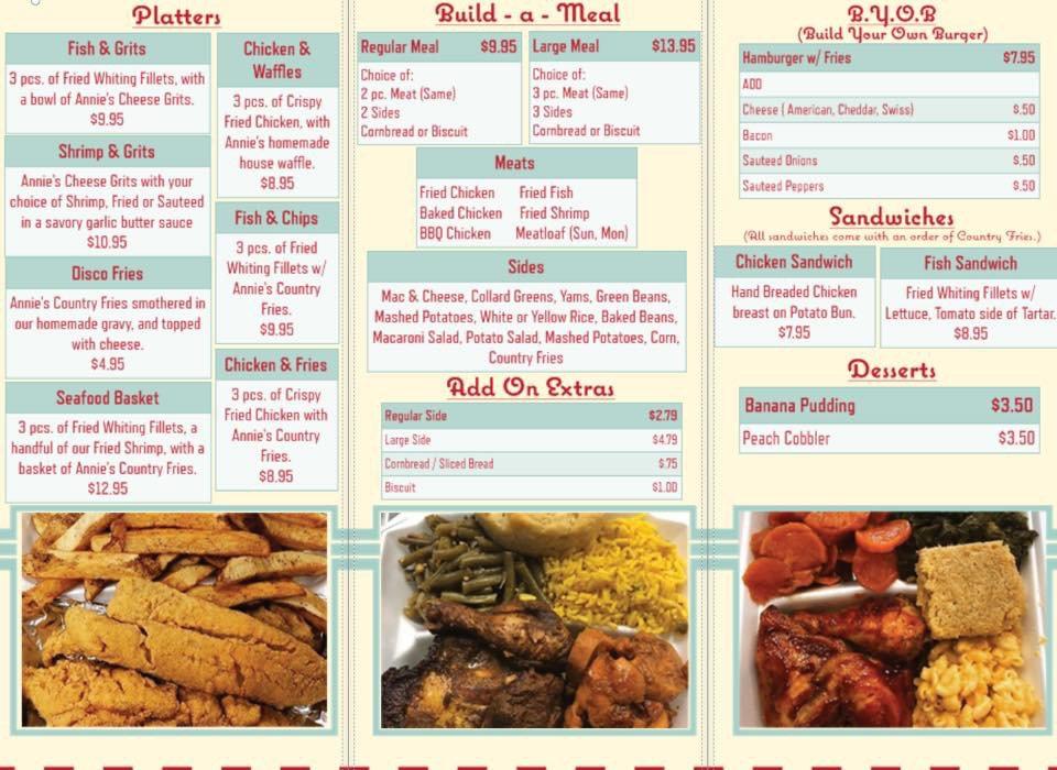 Menu at Annie’s HomeStyle Kitchen restaurant, Monticello