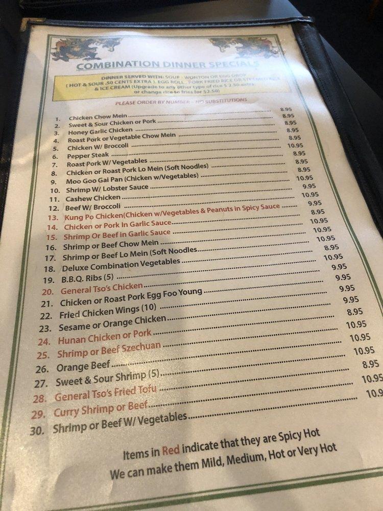 Menu at Fortune Dragon restaurant, Tamarac