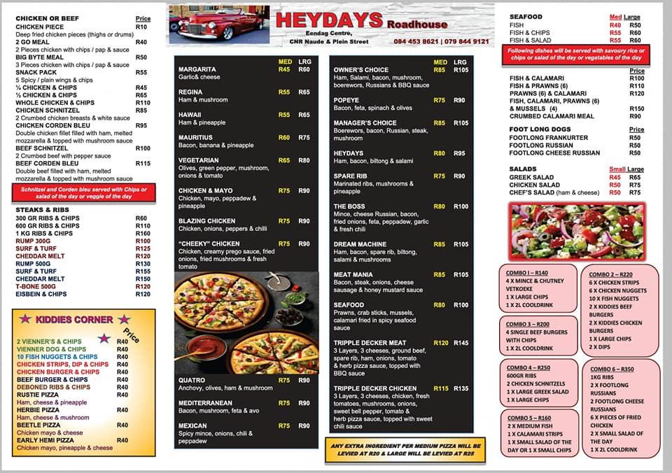 Speisekarte von Heyday's Take Aways @ Rayton restaurant, Rayton