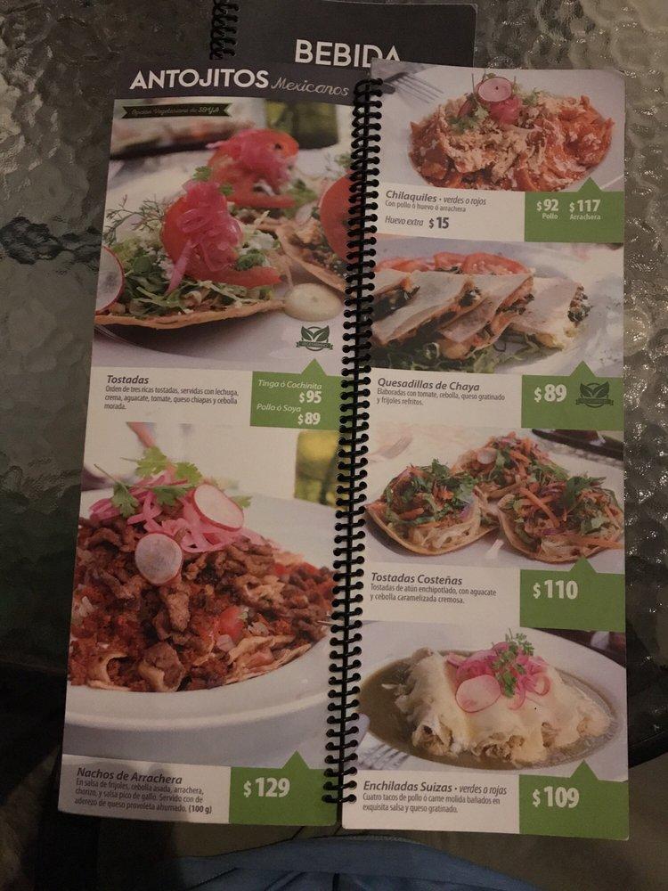Menu at Café Jade, Palenque