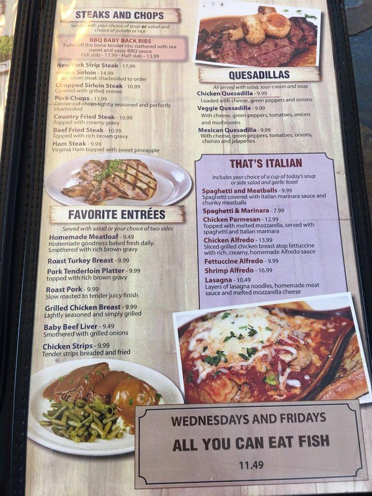 Menu at Four Seasons restaurant, Bryan