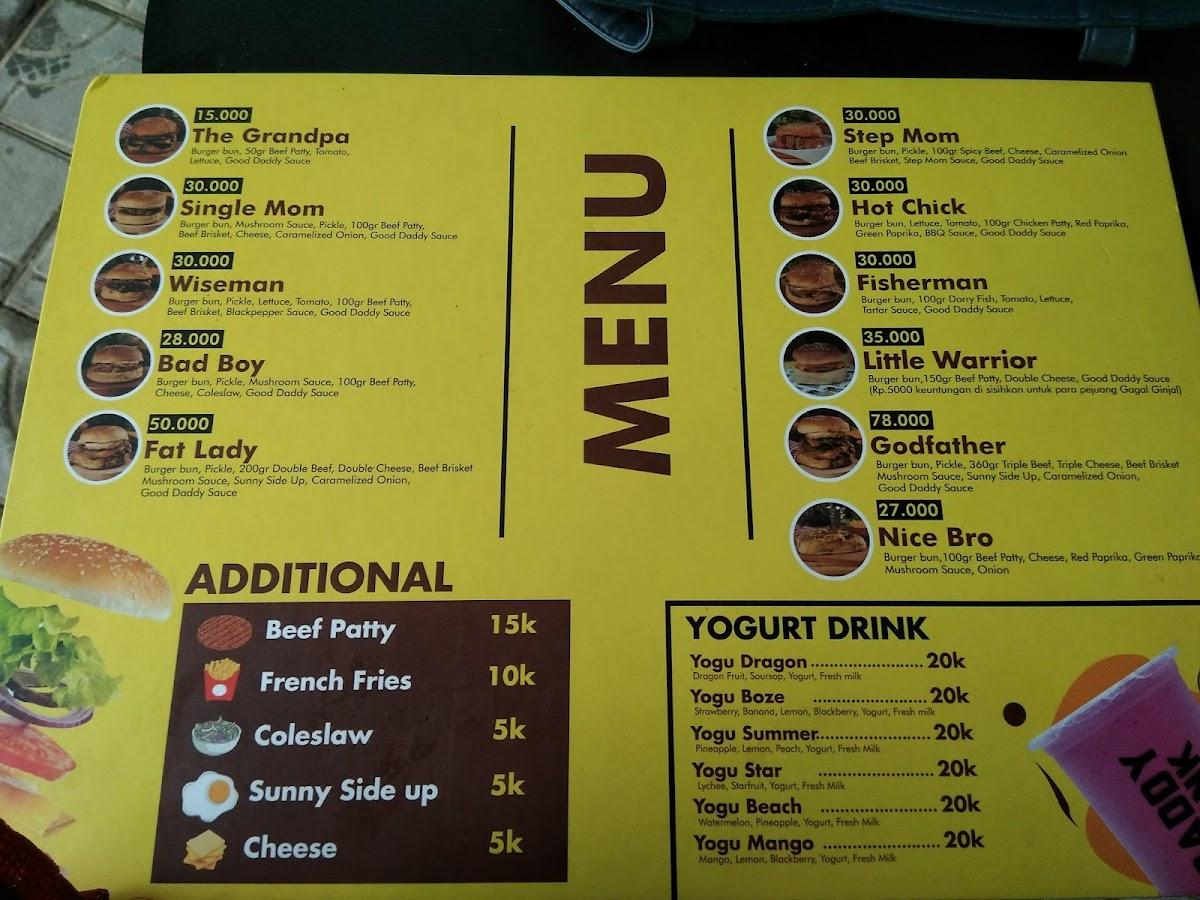 Menu at Good Daddy Burger Bandung restaurant, Bandung